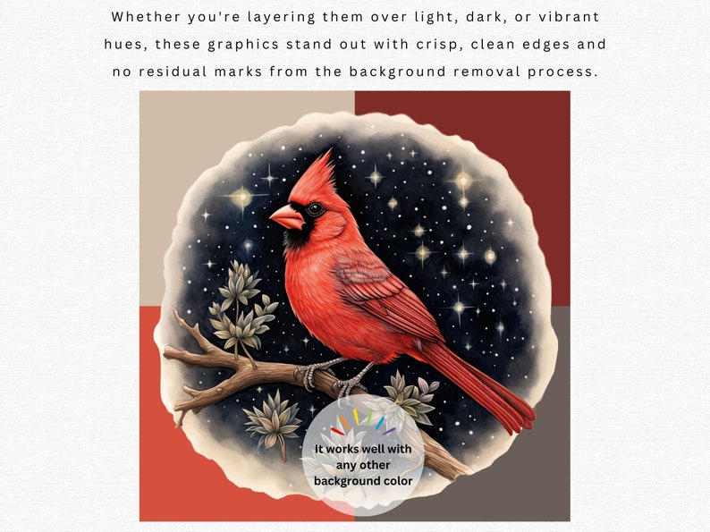 Red Cardinal Under Starry Night Sky Clipart, Sublimation Designs, Card ...