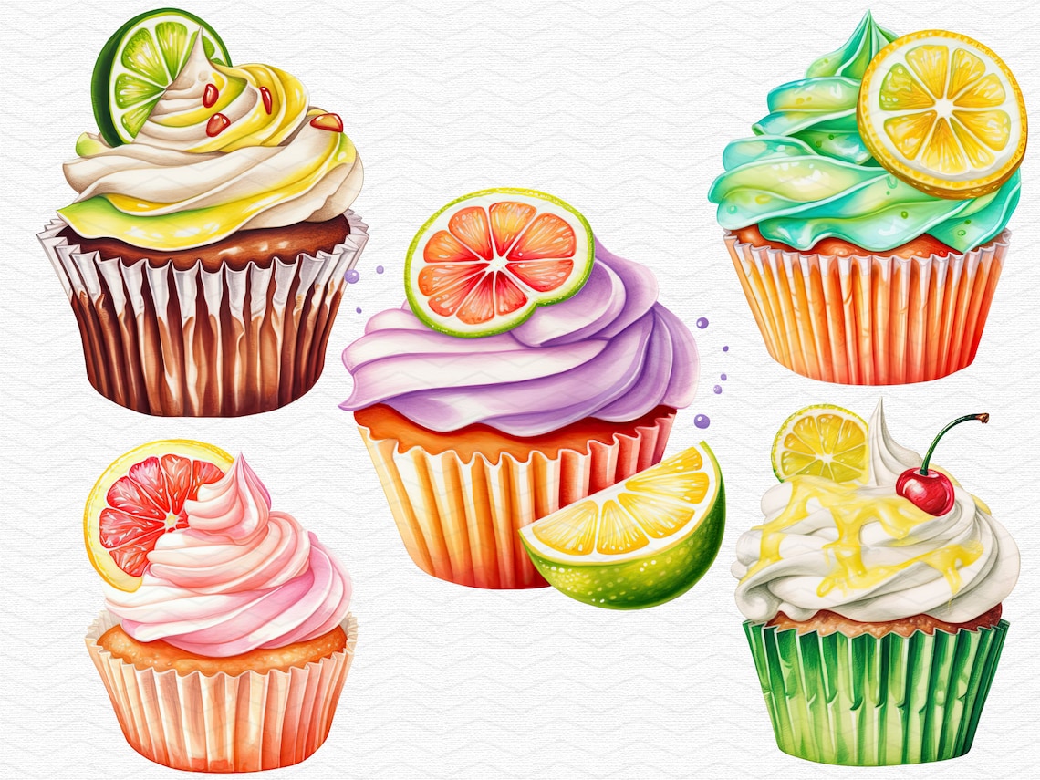 Watercolor Cupcake Clipart Baking Clipart 16 Cupcake Png - Etsy