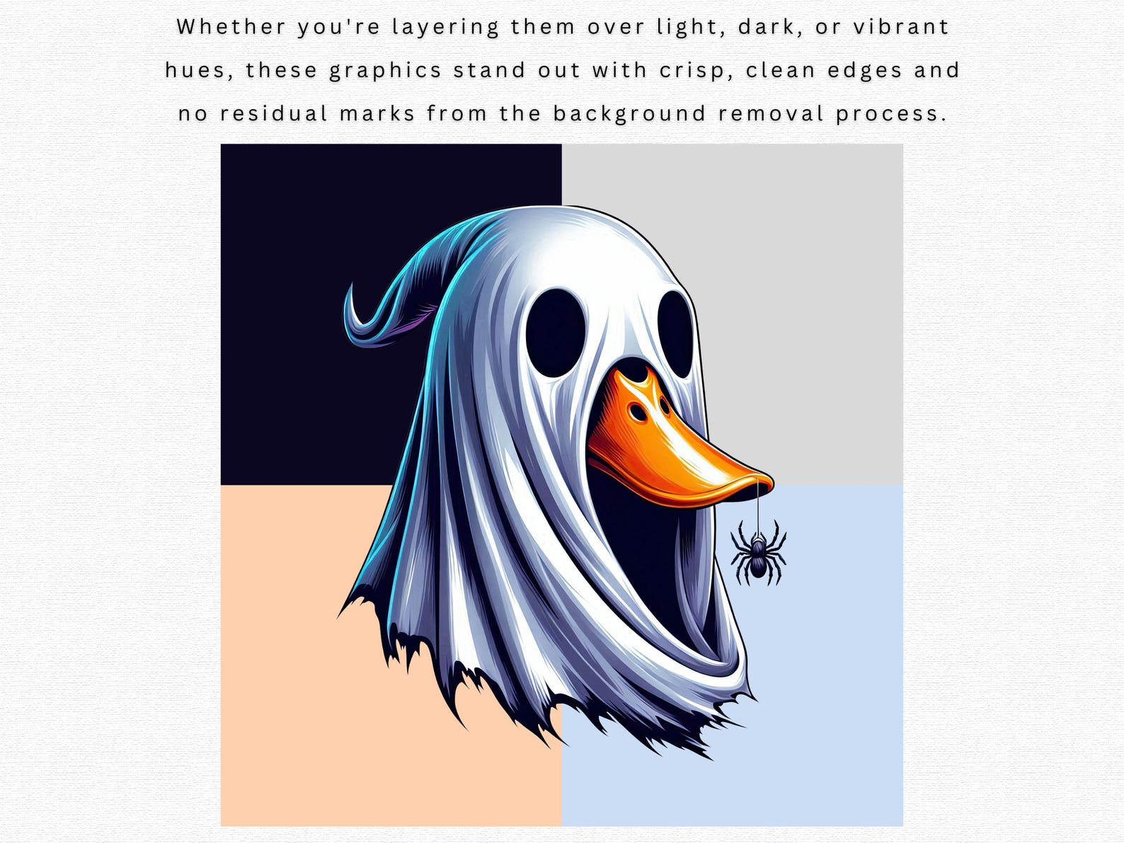 Spooky Ghost Duck Clipart, Halloween Clipart, Cute Cartoon Duck PNG ...