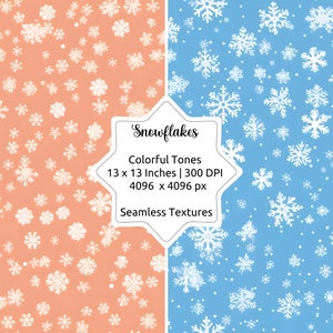 Falling Snowflake Background, Seamless Winter Digital Paper for ...