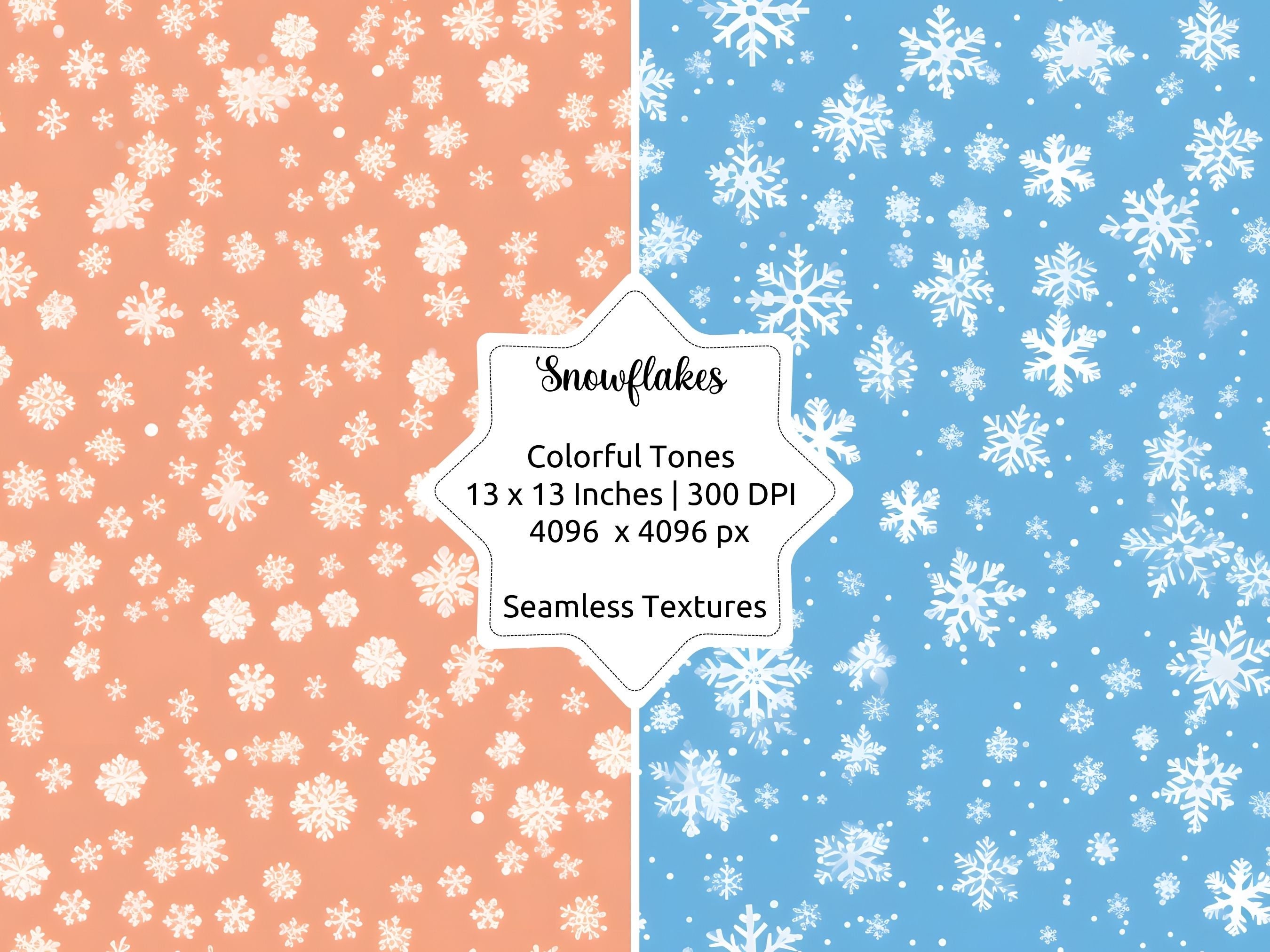 Falling Snowflake Background, Seamless Winter Digital Paper for ...