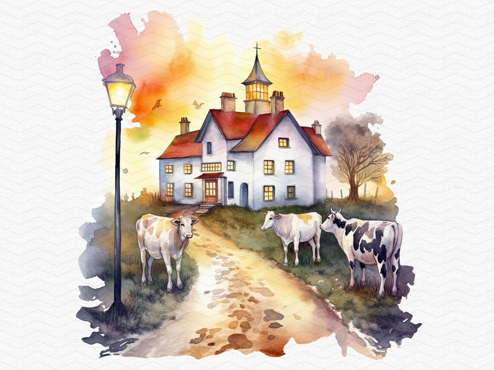 Rustic Farmhouse Clipart Set | Watercolor Farm Animals & Barns ...