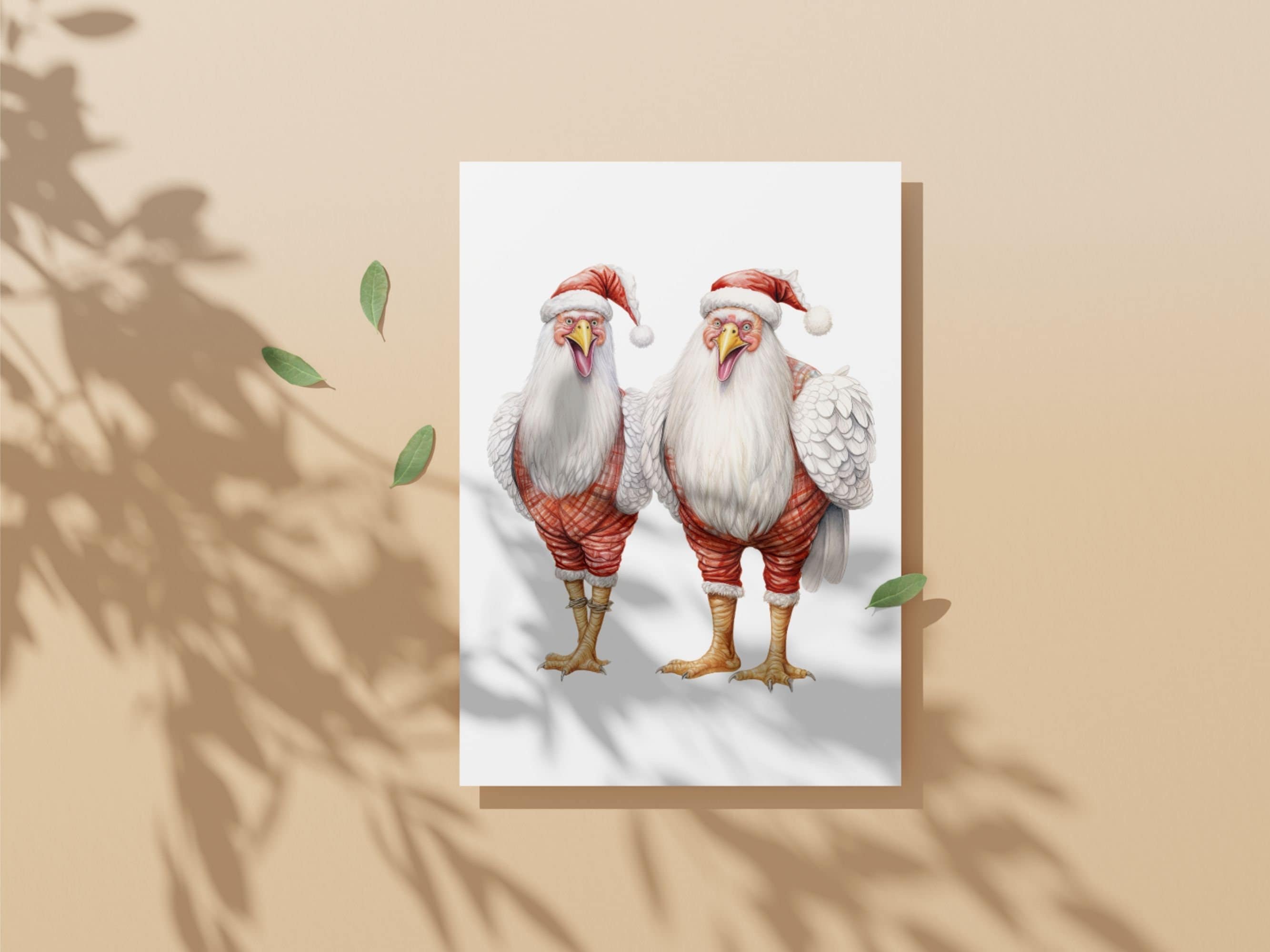 Funny Chicken Dressed as Santa Clipart, Christmas Chicken PNG, Digital ...
