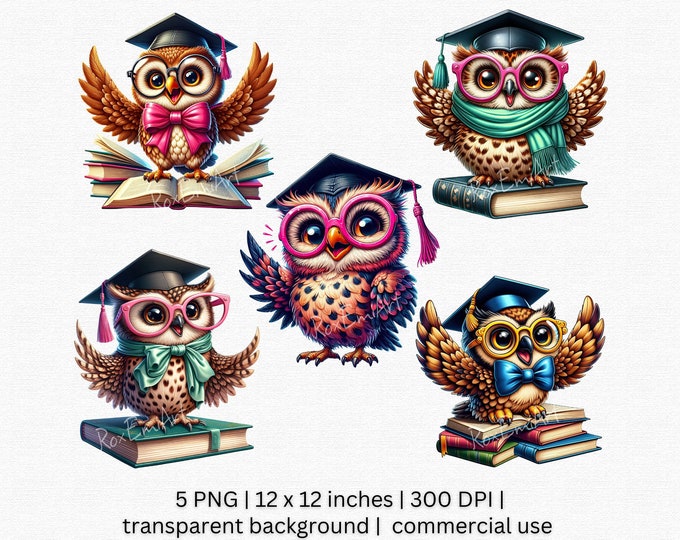 Baby Owl With Glasses & Graduation Cap PNG Clipart, Cute Back to School ...