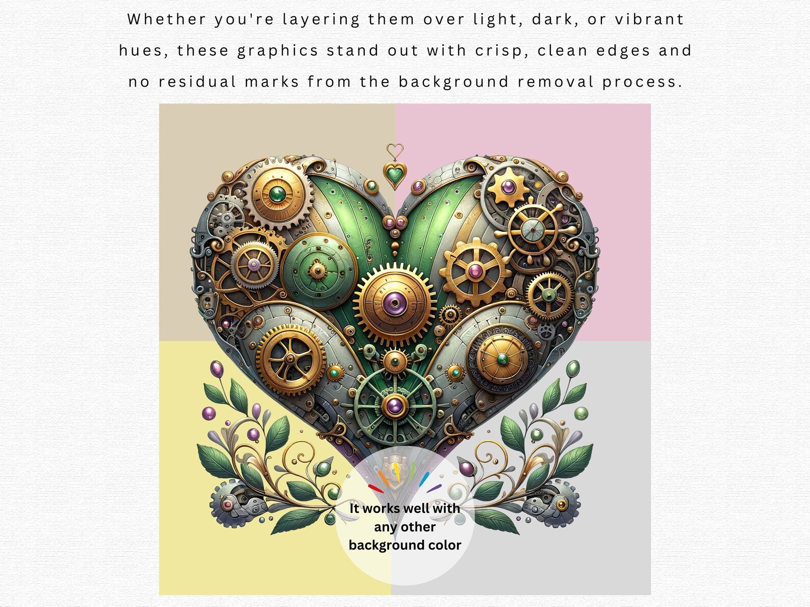 Heart Steampunk Clipart, Gear Cogs PNG for Junk Journals, Scrap Book ...