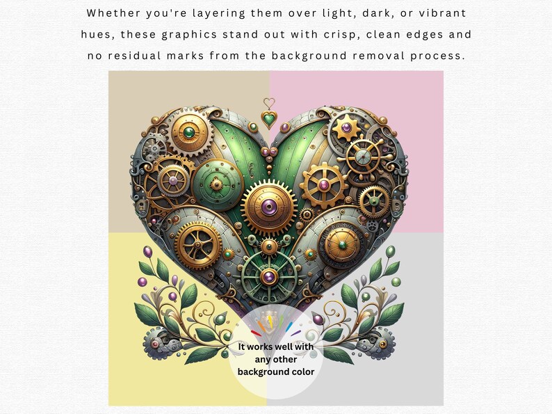 Heart Steampunk Clipart, Gear Cogs PNG for Junk Journals, Scrap Book ...