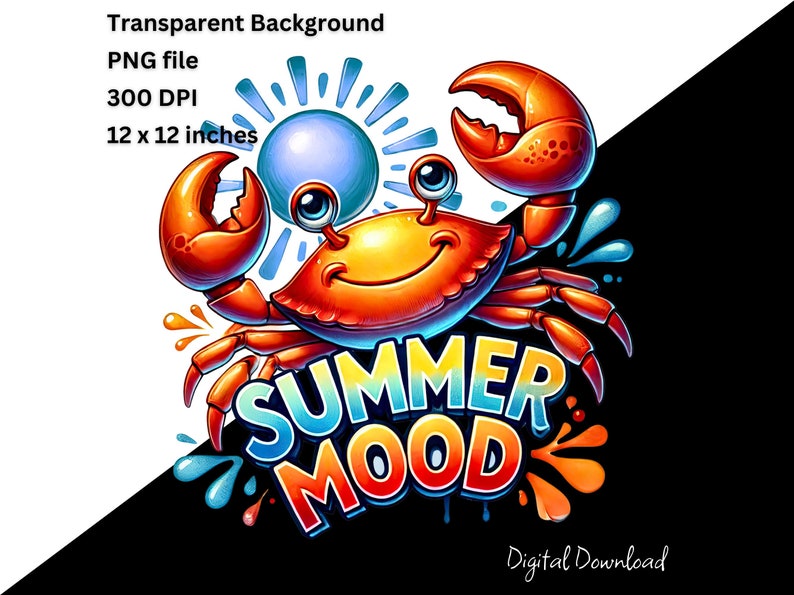 Cheerful Summer Mood Crab Clipart, Cute Playful Hermit Crab Clipart ...