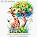 Adorable Baby Giraffe Eating Apples PNG, Cute Animal Clipart, Whimsical ...