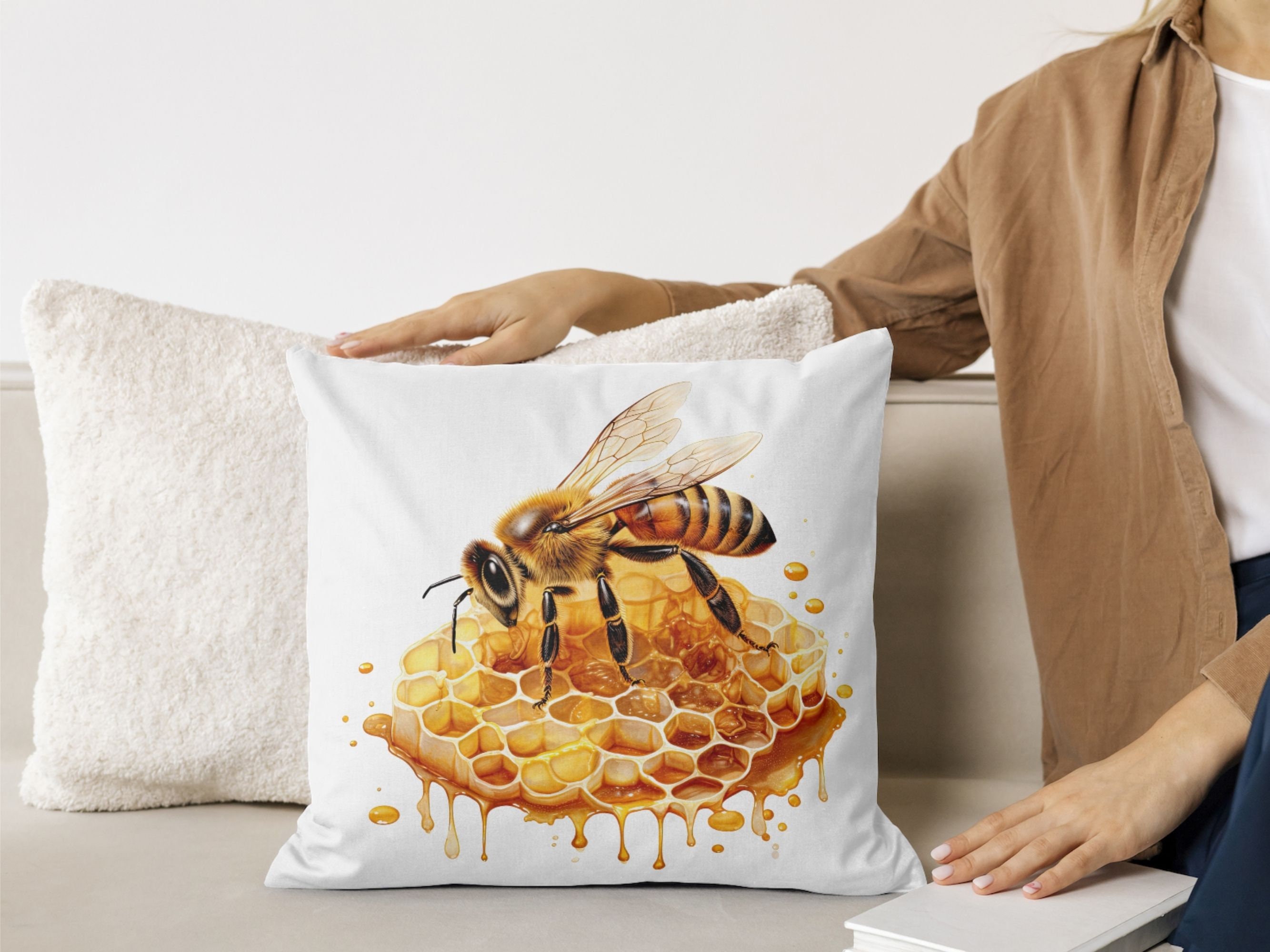 Watercolor Honeybee Clipart, Beehive Clipart, Honeycomb Clipart, Bee ...