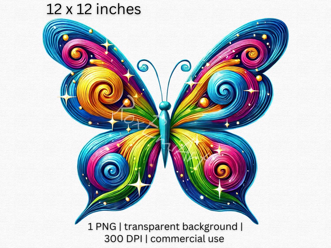Colorful Spiral Butterfly Clipart, Cute Vibrant Painting PNG, Whimsical ...