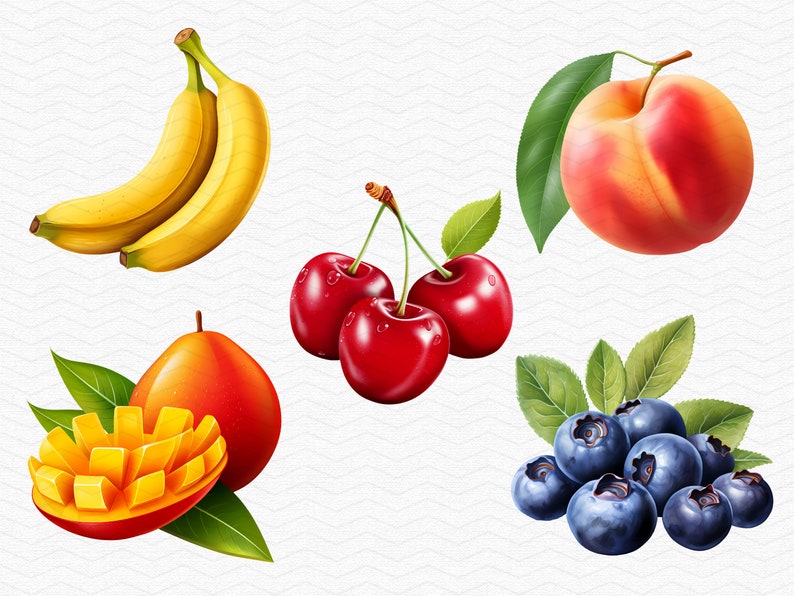 Juicy Fruit Clipart Bundle Apple Clipart, Cherry Clipart and More High ...