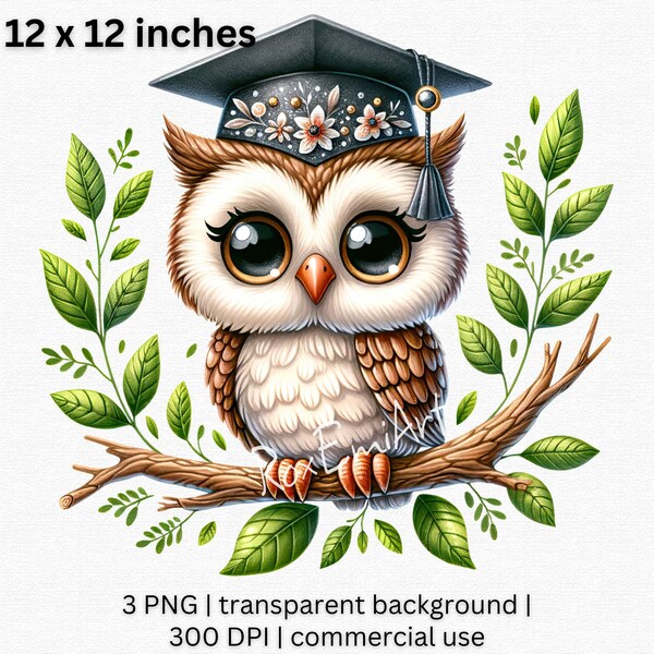 Adorable Academic Owl PNG, Cute Graduation Clipart, Scholar Owl Digital ...