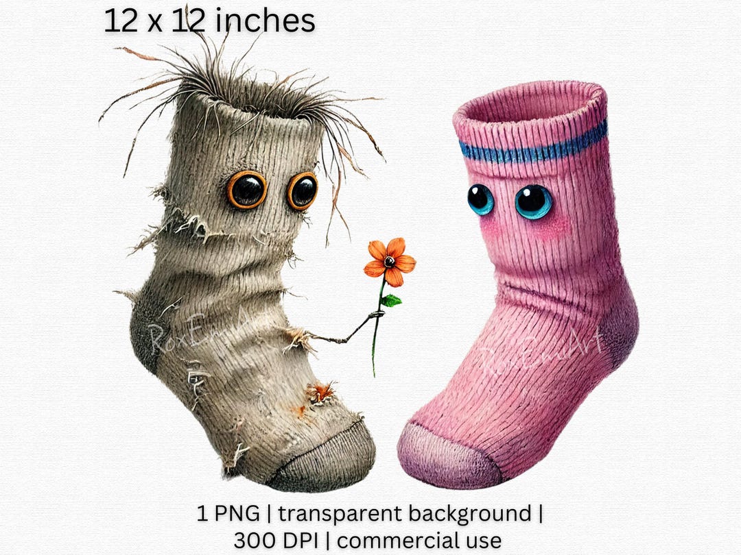 Quirky Socks Clipart, Valentines Day Socks PNG, Couple PNG, Watercolor ...