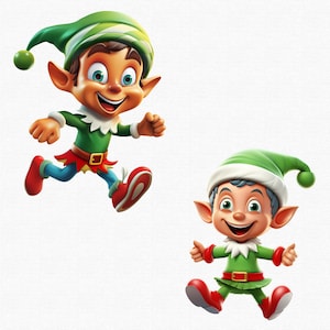 Cute Christmas Elf Clipart Bundle - Transparent PNG - for Christmas ...