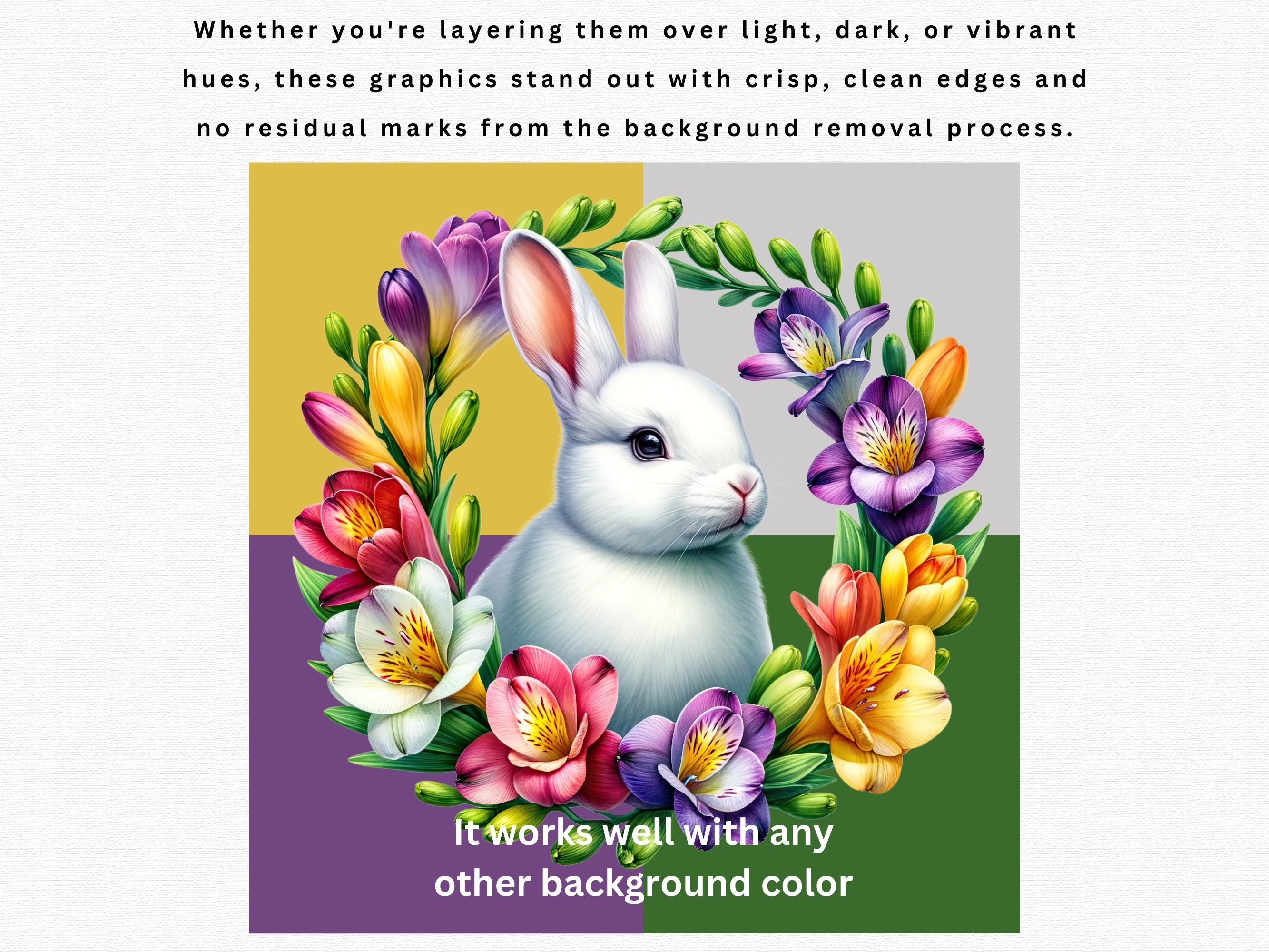 Easter Bunny Bliss Clipart Bundle Floral Rabbit Illustrations Garden ...