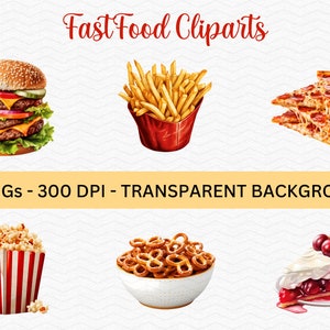 Watercolor Junk Food Clipart Bundle - Burger Clipart, Pizza Clipart and ...