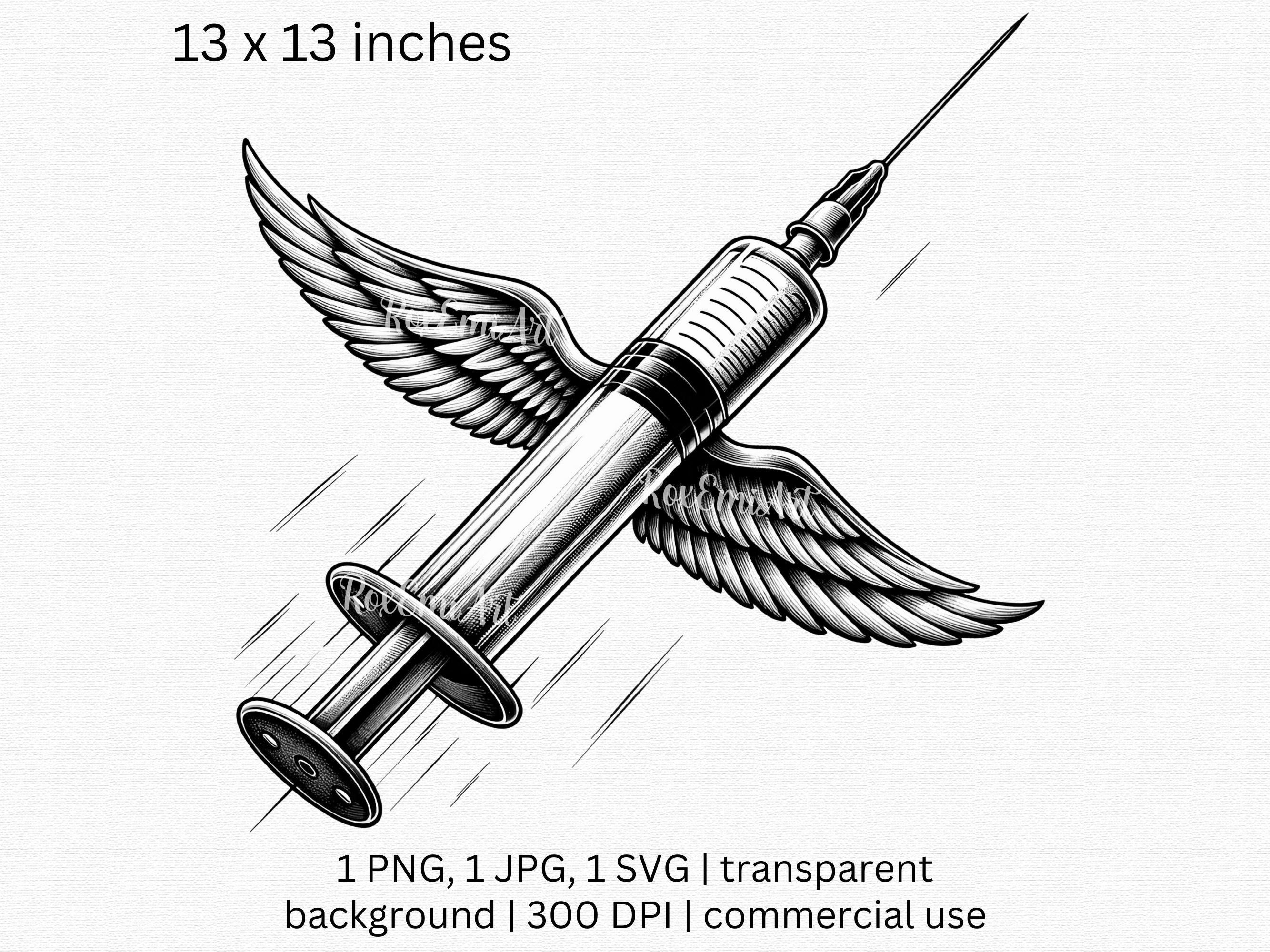 Nurse Clipart, Syringe With Wings PNG, School Nurse SVG, Perfect for ...