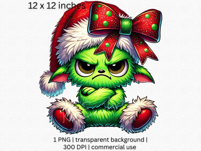 Grumpy Green Character Clipart, Quirky Furry Creature PNG, Playful ...