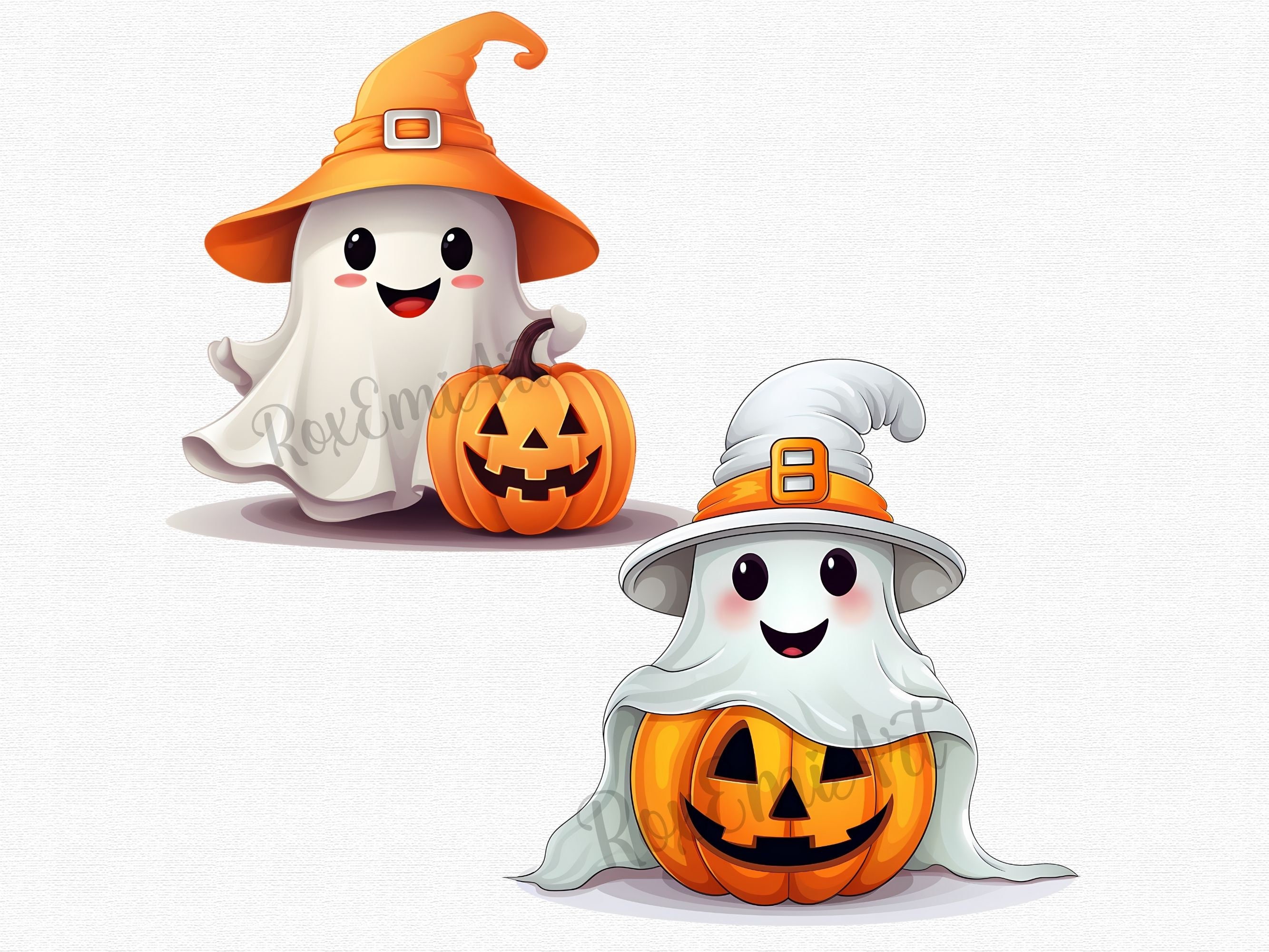 Halloween Cute Ghost Clipart Bundle for Junk Journals, Party ...