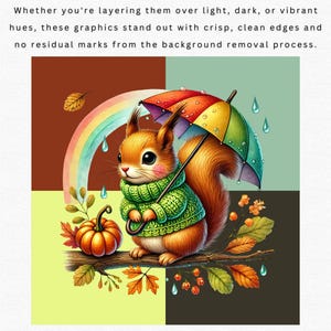 Whimsical Autumn Squirrel PNG, Vibrant Fall Clipart, Cute Animal ...