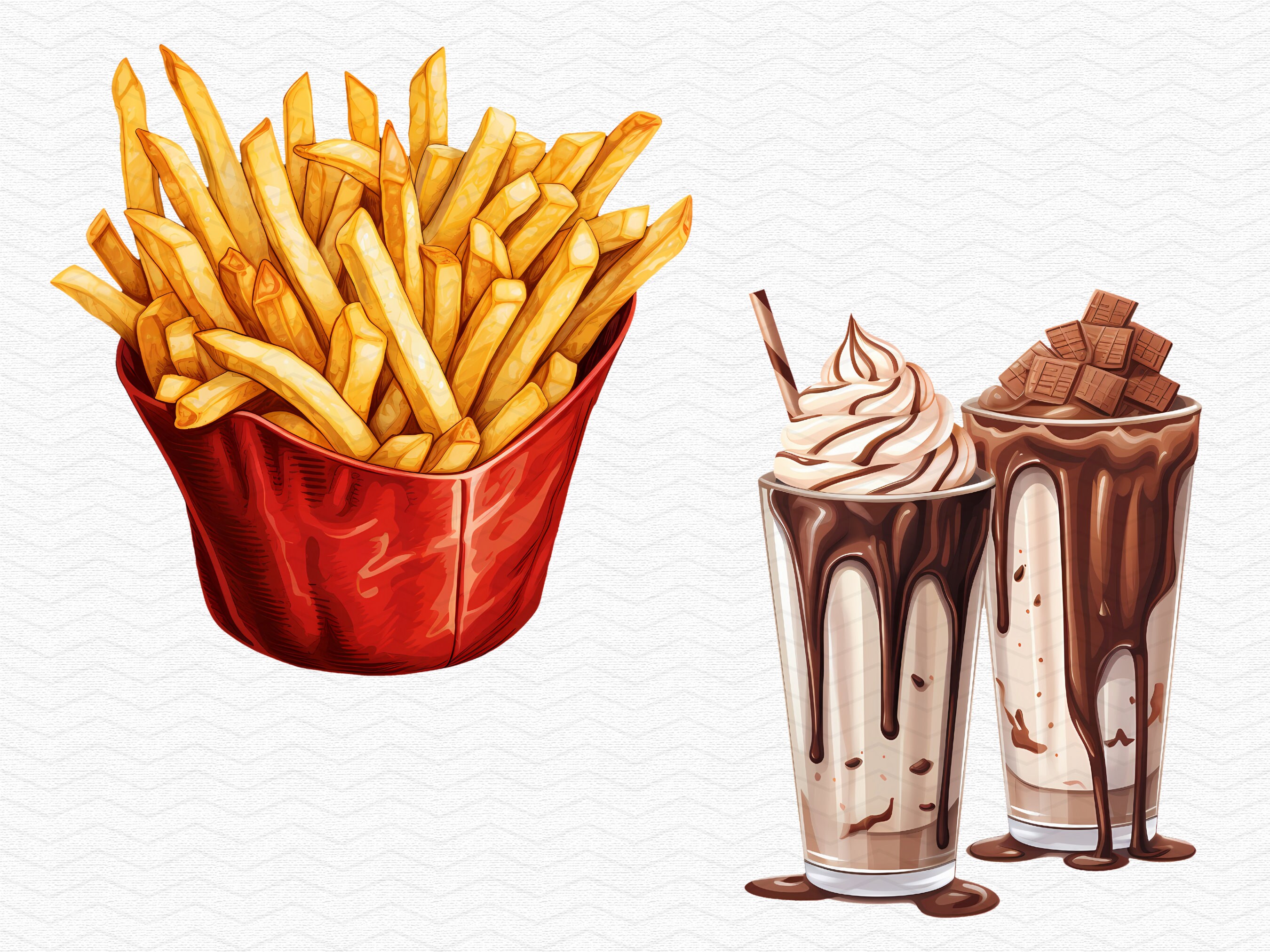 Watercolor Junk Food Clipart Bundle Burger Clipart, Pizza Clipart and ...