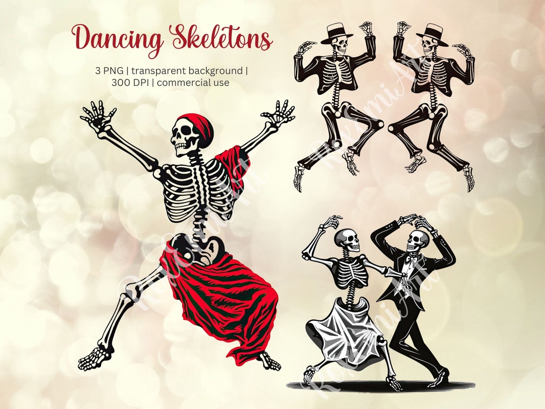 Halloween Dancing Skeleton PNG | Skeleton Clipart Bundle | Free ...