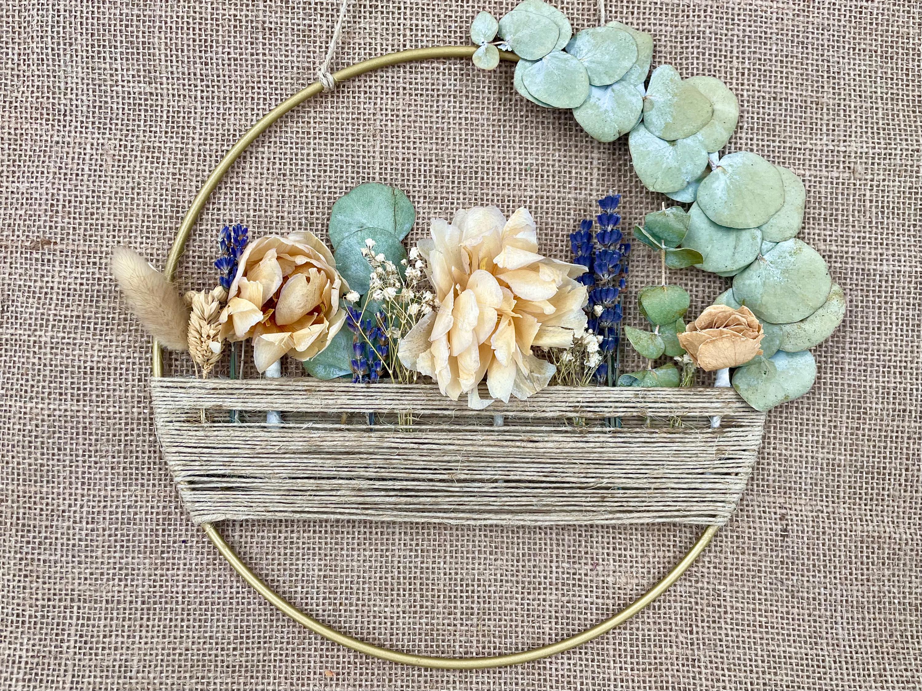 10” Floral Hoop With Dried Floral Arrangement | Real Dried Flowers ...