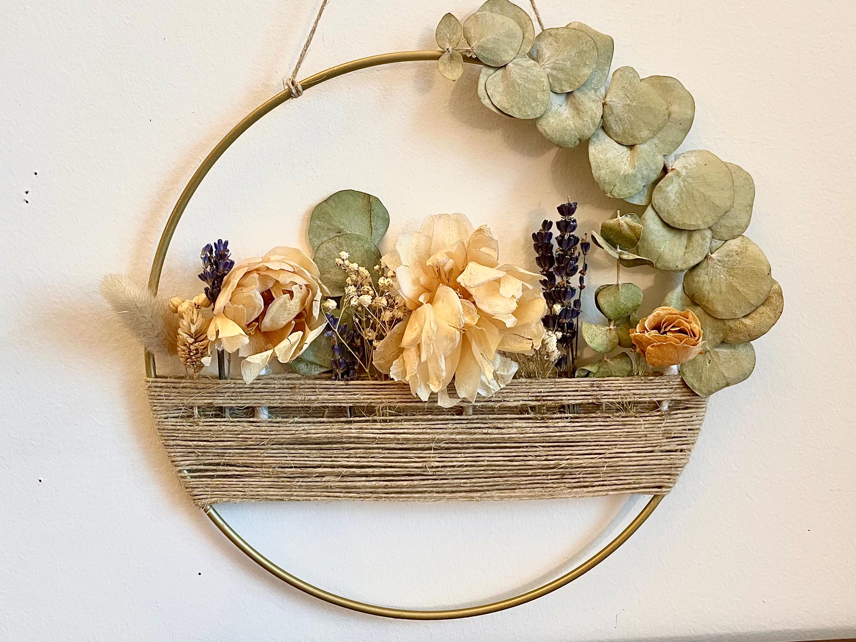 10” Floral Hoop With Dried Floral Arrangement | Real Dried Flowers ...