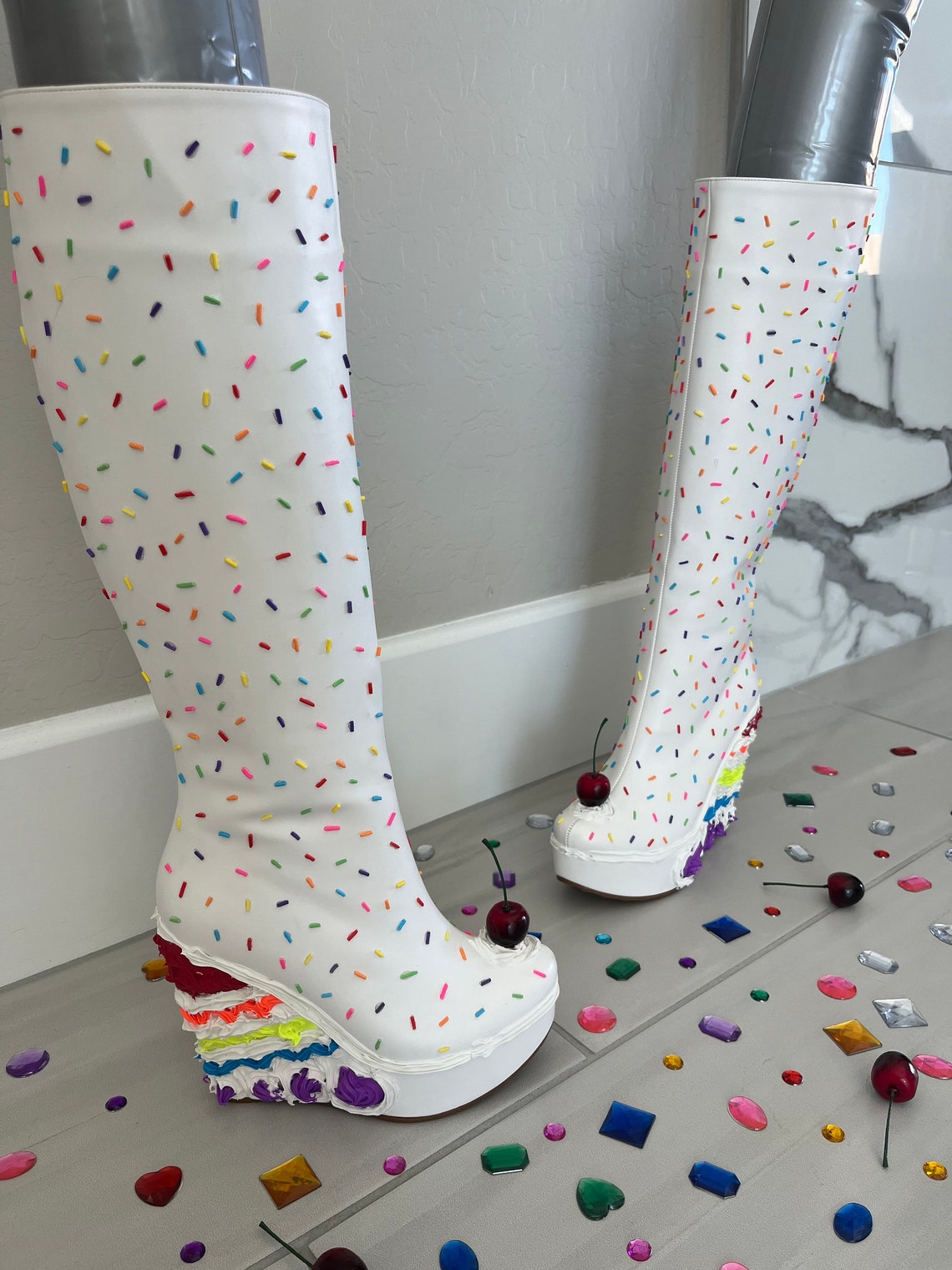 Cake Heels/cake/cake Shoes/fake Bake/sprinkles/shoes/heels/wedge Heels ...