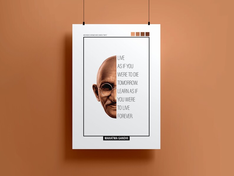 Mahatma Gandhi Poster, Indian Activist Wall Art, Framed Digital Print ...