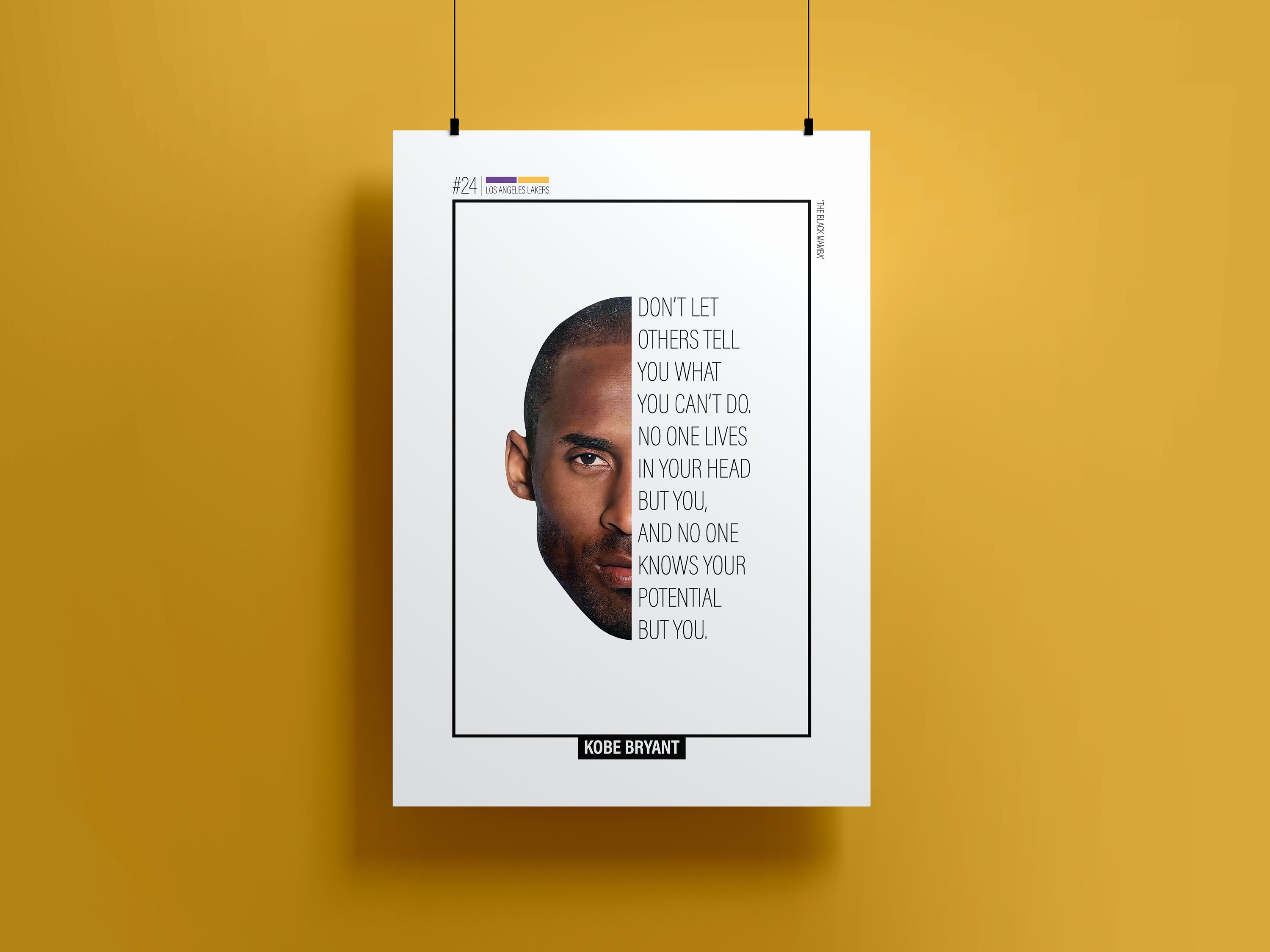Kobe Bryant Poster, Inspirational Basketball Print, NBA Wall Art ...