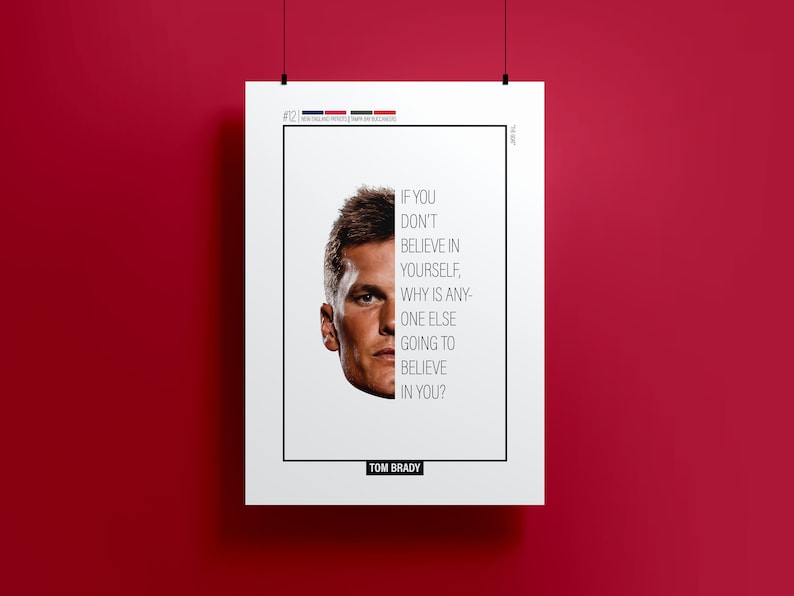Tom Brady Poster, Inspirational Football Print, NFL Wall Art, Framed ...