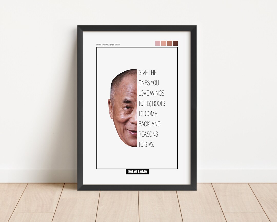 Dalai Lama Poster, Buddhist Wall Art, Framed Digital Print ...