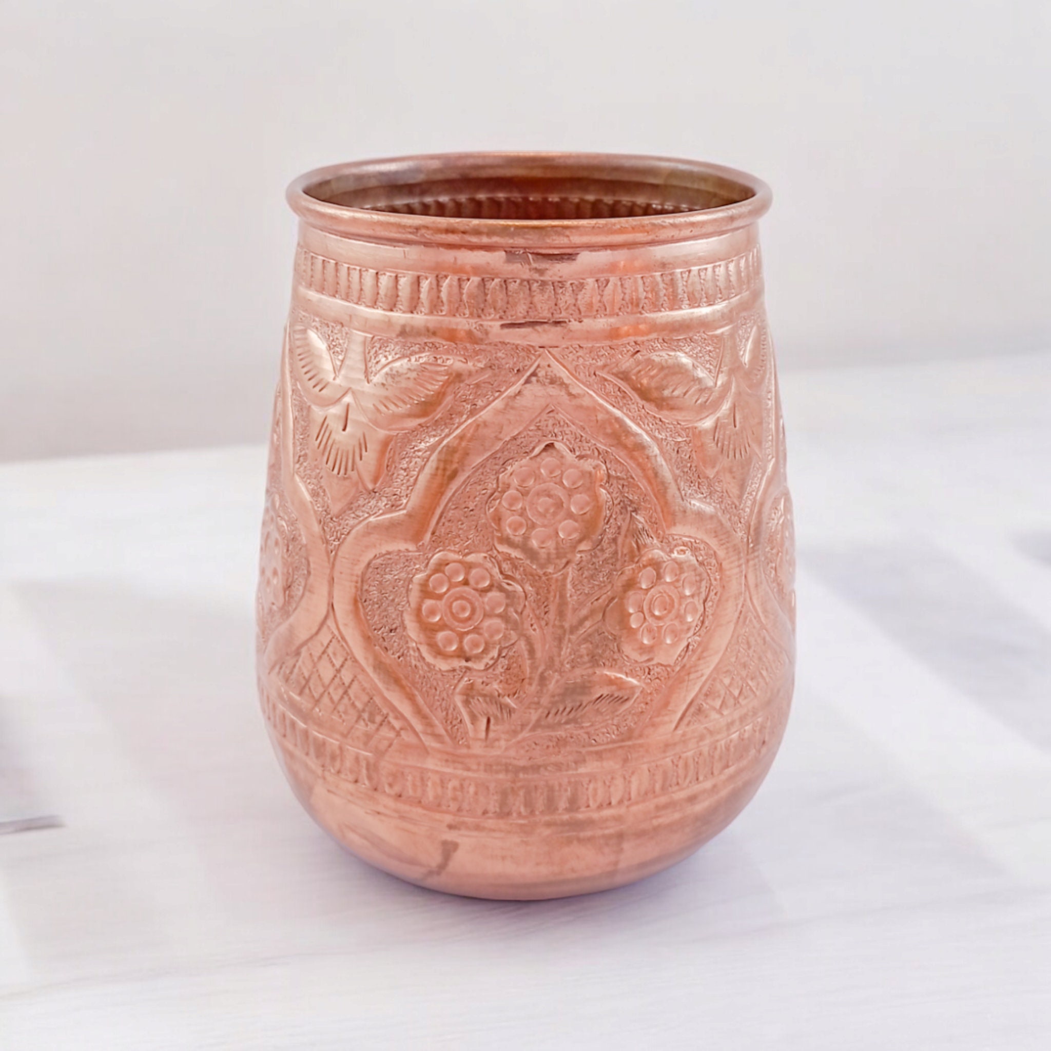 Handcrafted Copper Drinking Glass, Health Benefits,ayurvedic Water ...