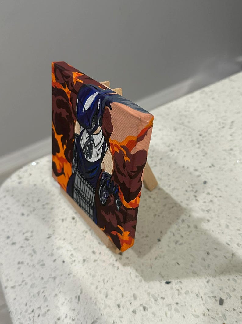 Chainsaw Man Anime Bomb Devil Reze Painting on Canvas 4" X 4" With Mini ...