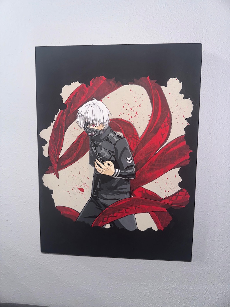 Tokyo Ghoul Ken Kaneki Anime Painting on Wood Panel 9" X 12" - Etsy