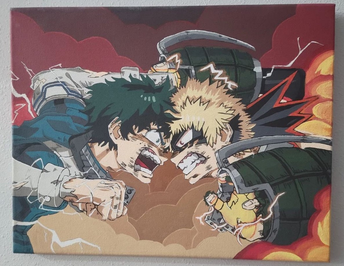 My Hero Academia Deku Izuku Midoriya and Katsuki Bakugo Anime Painting ...