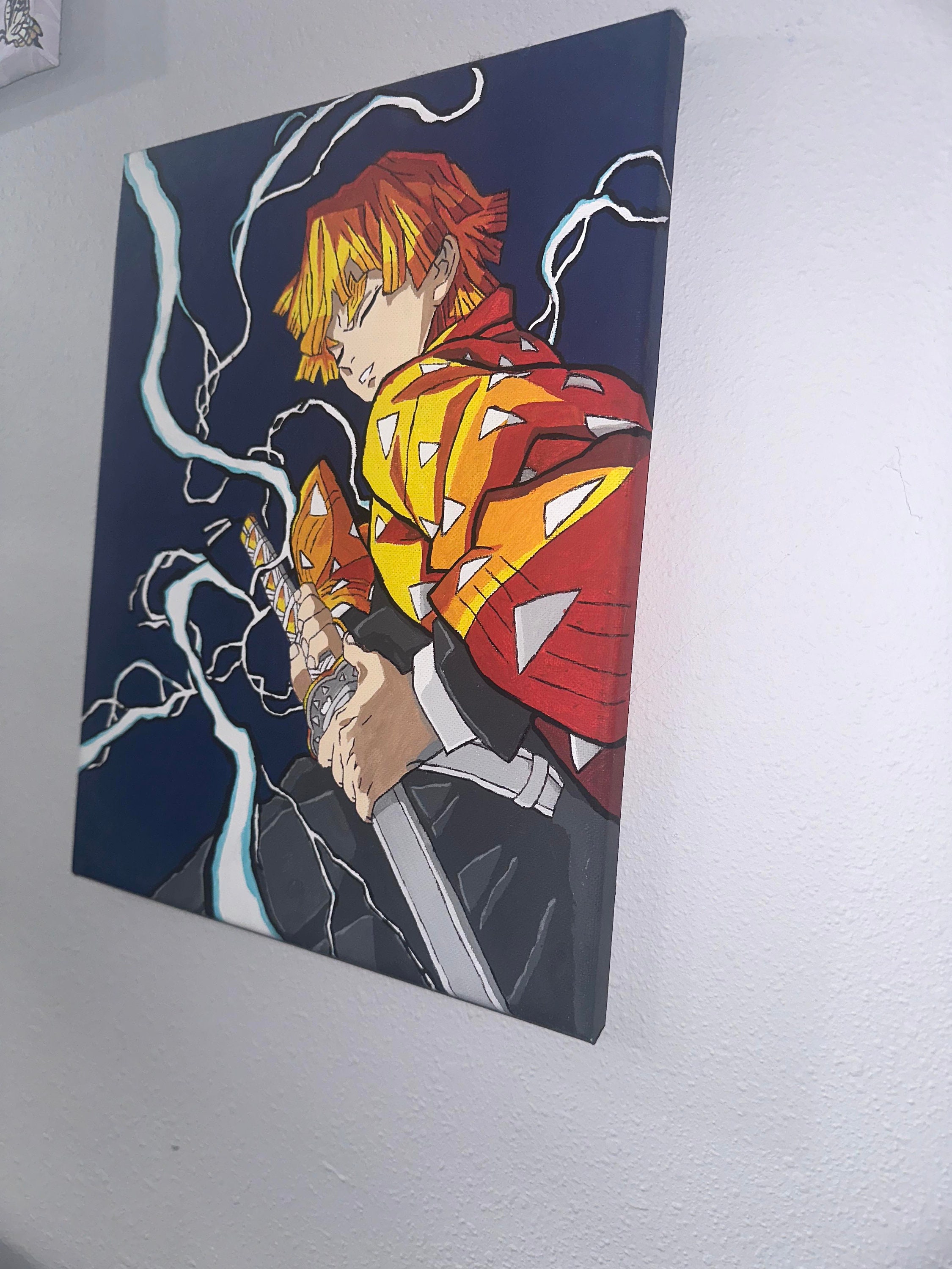 Demon Slayer Zenitsu Agatsuma Anime Painting on Canvas 11" X 14" - Etsy ...