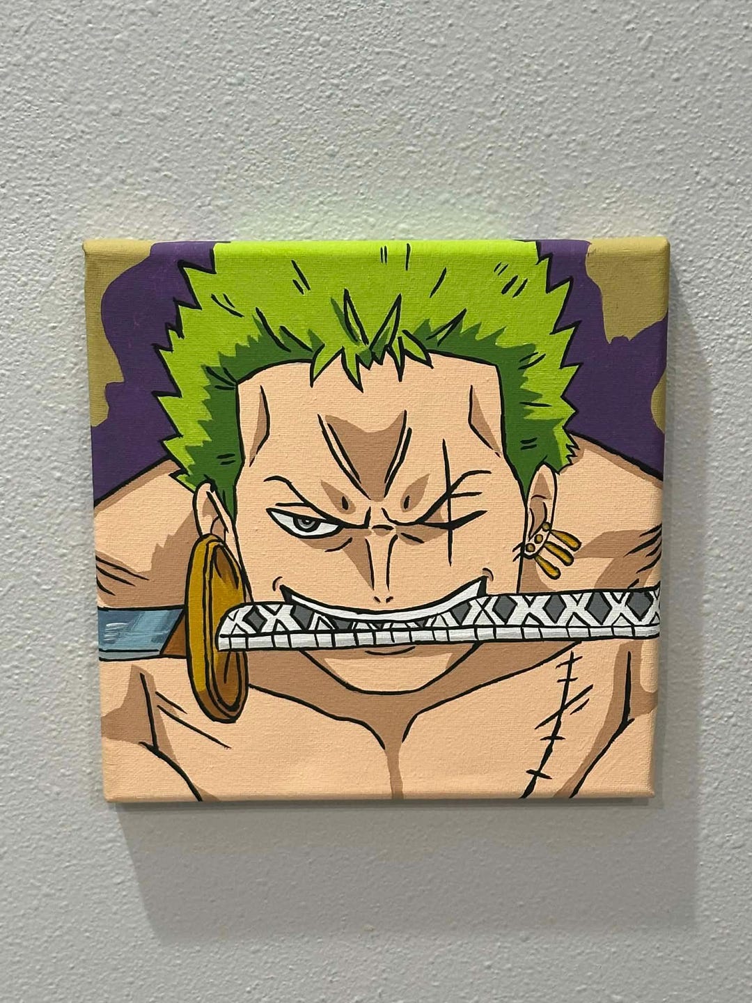 One Piece Roronoa Zoro Anime Painting on Canvas 8" X 8" - Etsy Canada