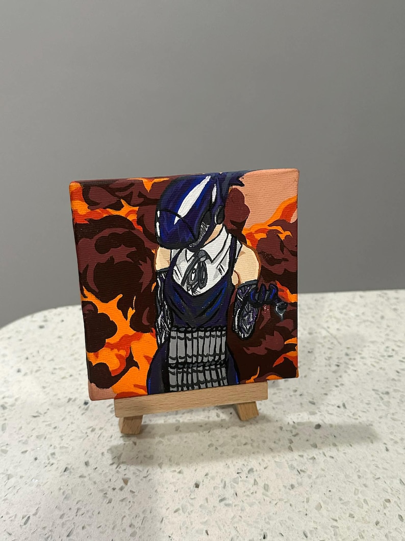 Chainsaw Man Anime Bomb Devil Reze Painting on Canvas 4" X 4" With Mini ...