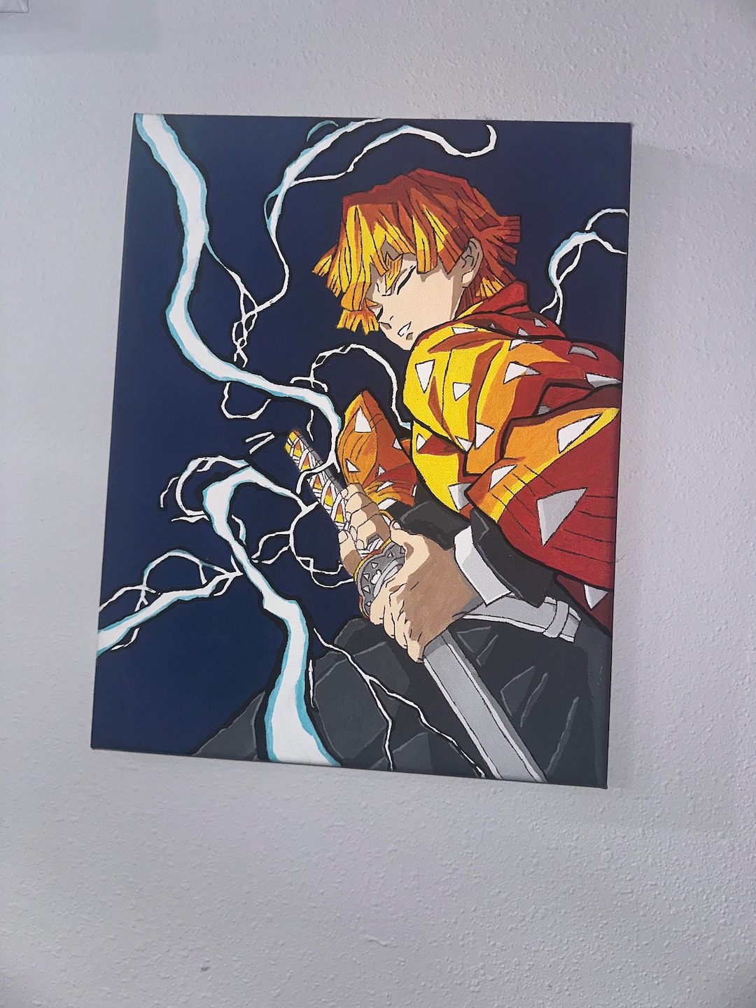 Demon Slayer Zenitsu Agatsuma Anime Painting on Canvas 11" X 14" - Etsy