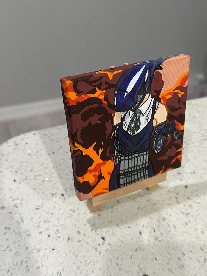 Chainsaw Man Anime Bomb Devil Reze Painting on Canvas 4" X 4" With Mini ...