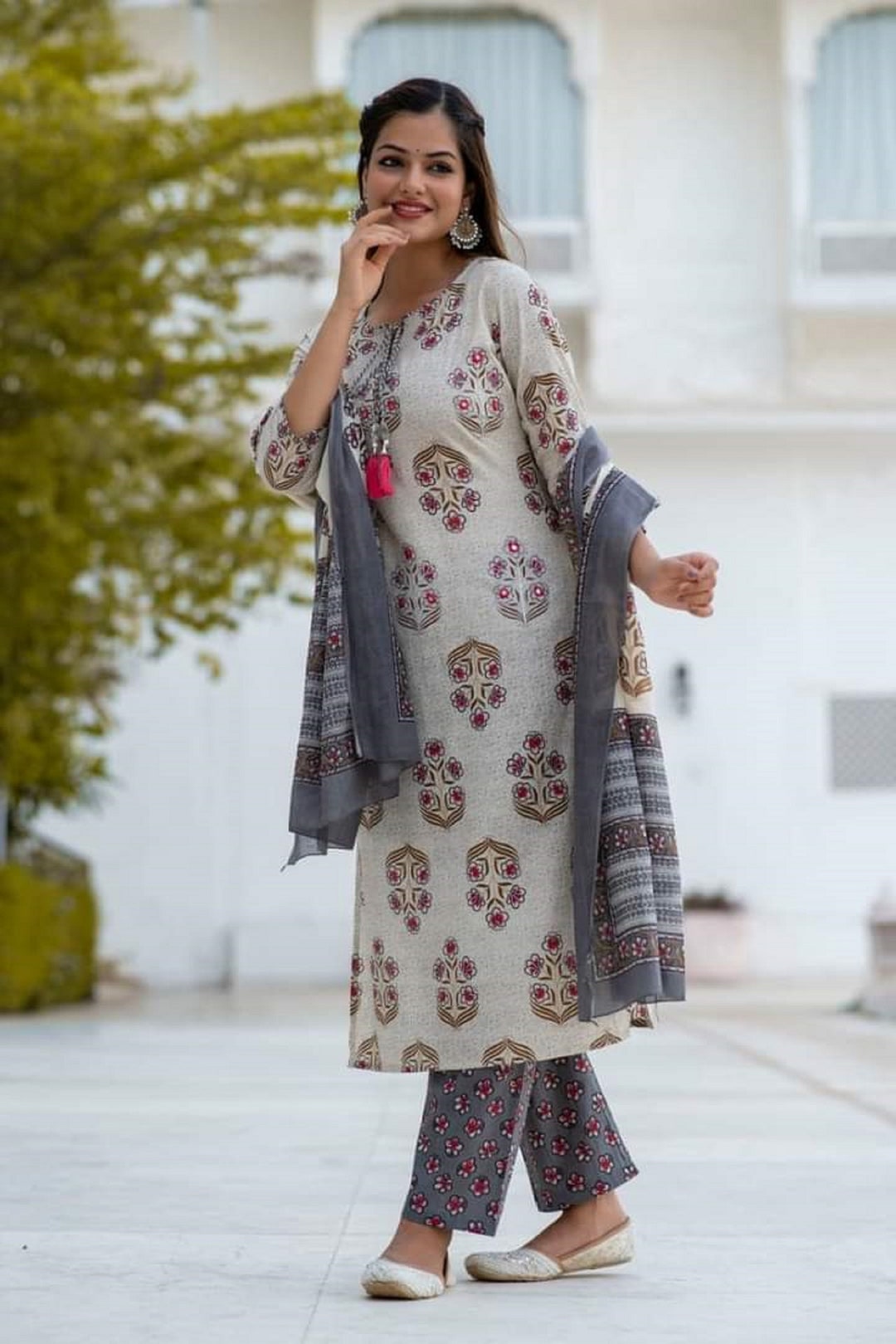 Heavy Cotton Suit Set With Hand Embroidery and Adda Work on Yoke ...