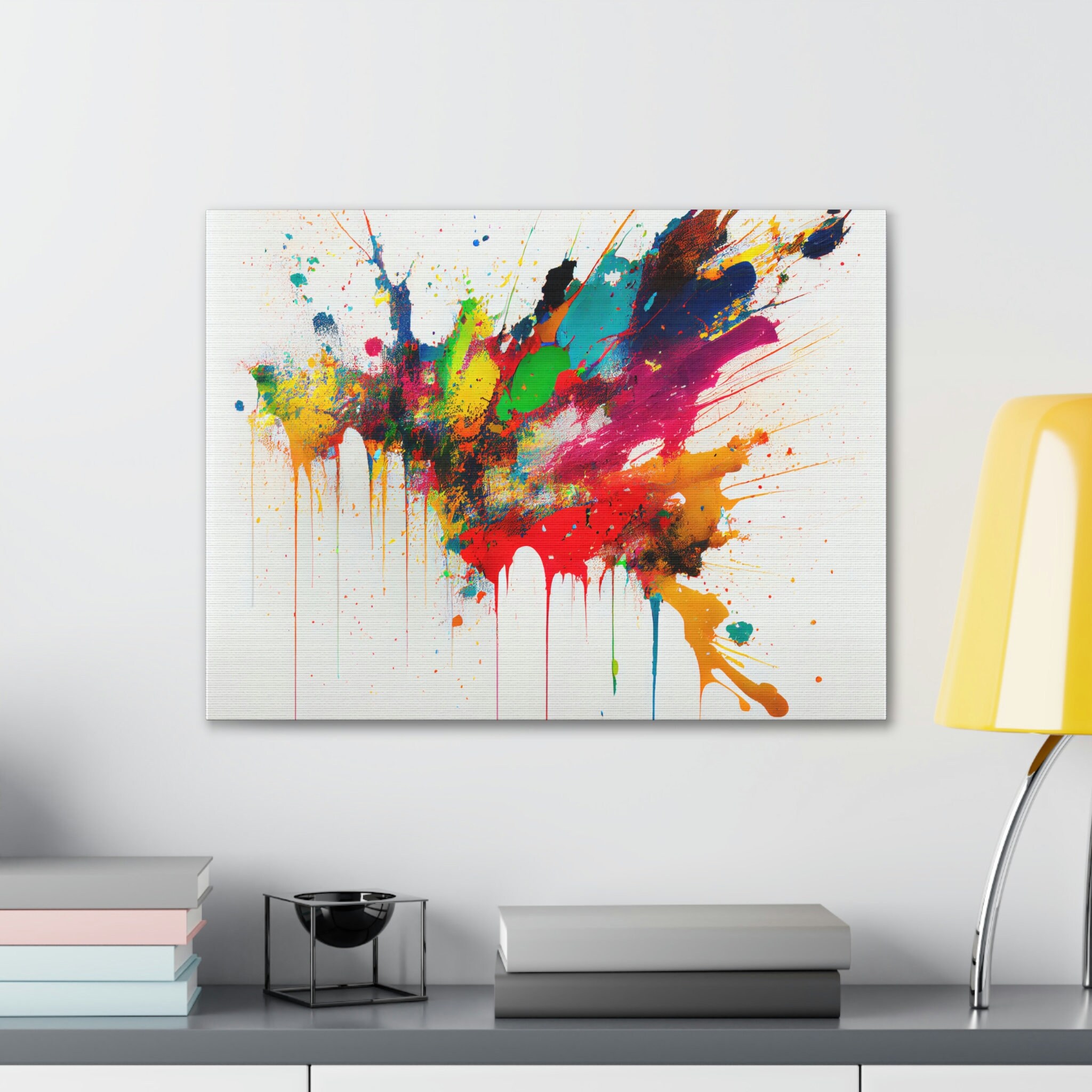 Multi-colored Paint Splatters Canvas - Etsy