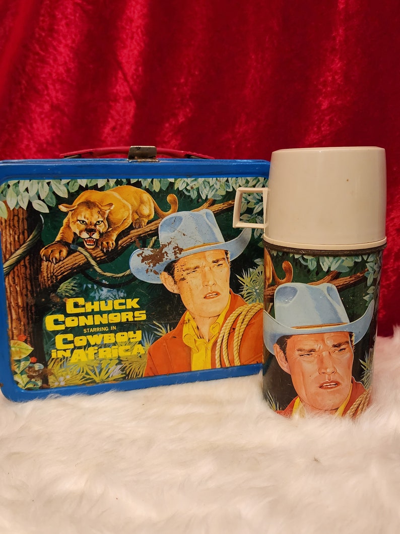 Vintage 1968 Chuck Connors: Cowboy in Africa Metal Lunch Box *WITH ...