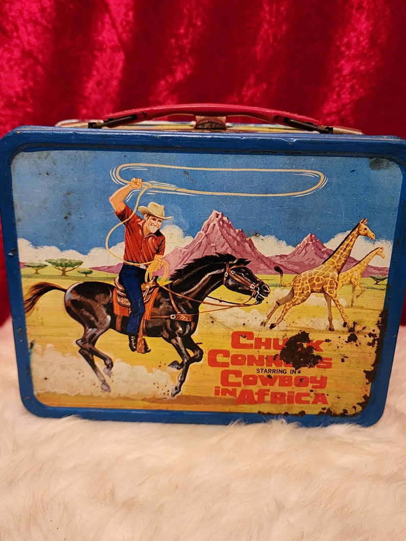 Vintage 1968 Chuck Connors: Cowboy in Africa Metal Lunch Box *WITH ...