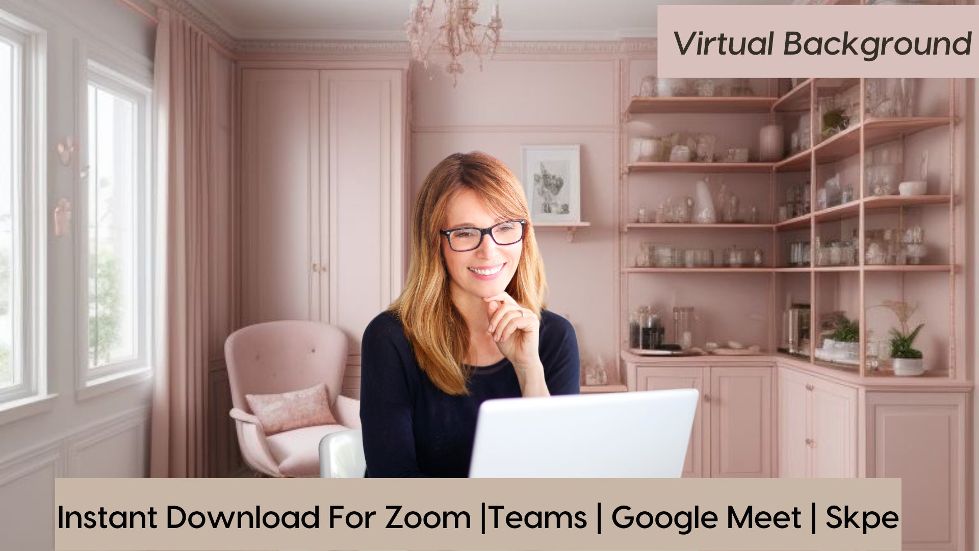 Pretty Pink Virtual Background | Zoom Virtual Office | Office ...