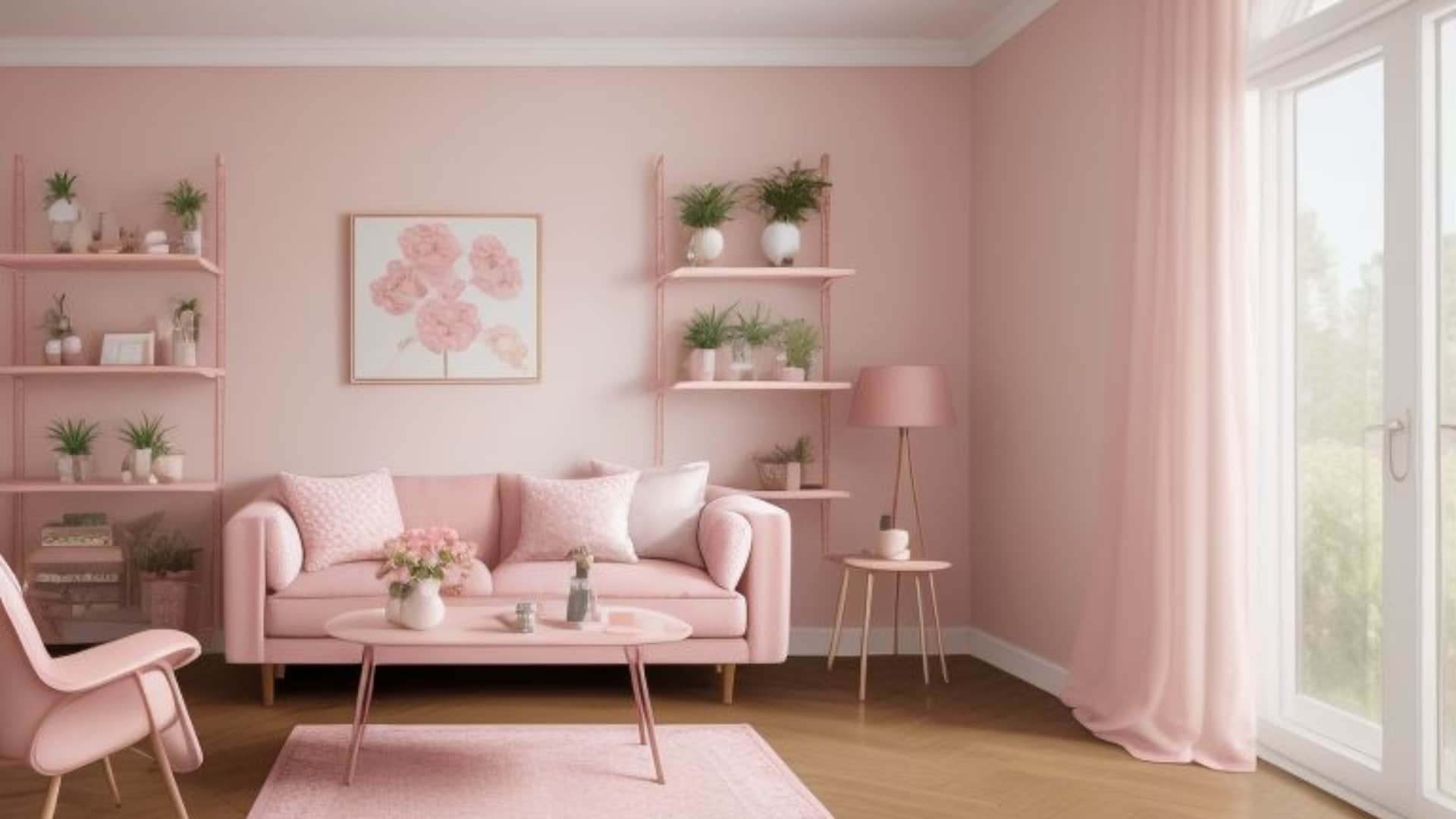 Pink Boho Virtual Background | Zoom Virtual Office | Office Background ...