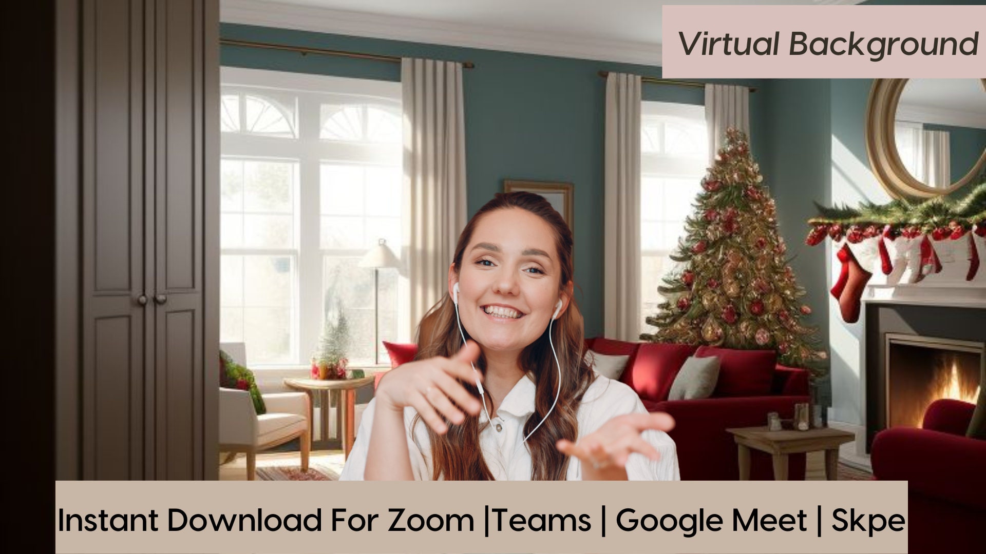 Christmas Virtual Background | Zoom Virtual Office | Office Background ...