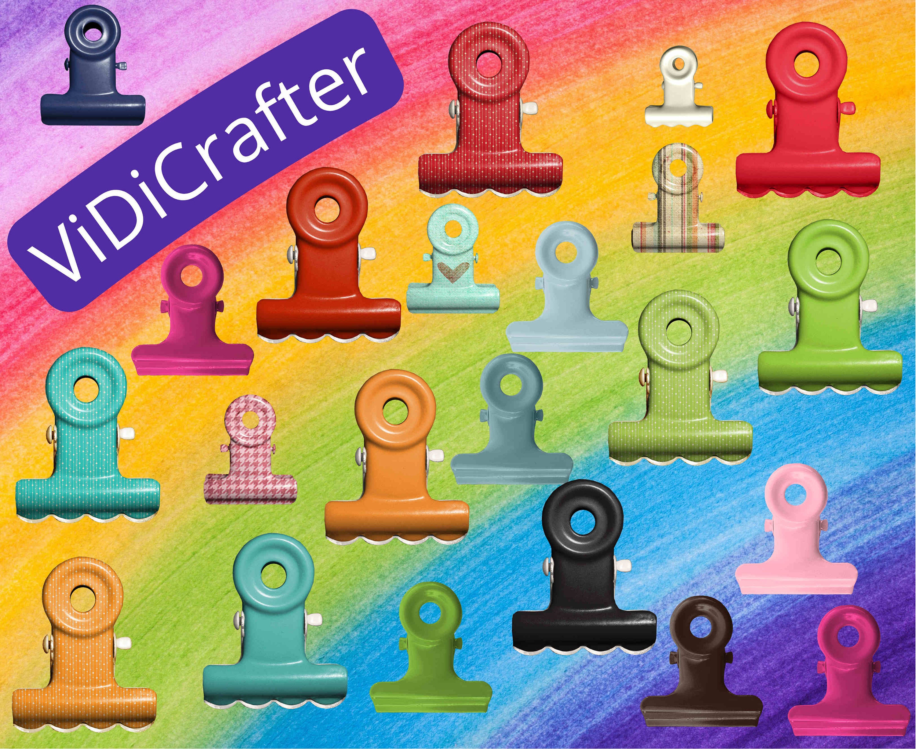 50 Binder Clips Transparent Digital Scrapbooking Photos, Bulldog Clip ...